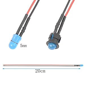 QUNQI STAR 50pcs 12V LED Lights Emitting Diodes, Pre Wired 7.9 Inch DC 12 Volt 5mm LED Assorted Kit for Circuit Science Experiment, DIY Lighting Projects(Mixcolors)