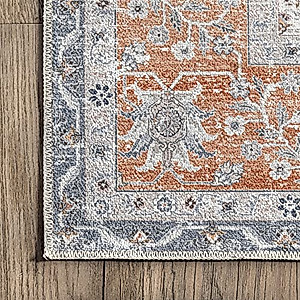 nuLOOM Julia Machine Washable Transitional Border Area Rug, 5' x 8', Light Grey