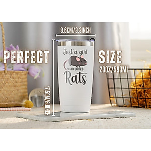 Onebttl Rat Gifts For Girls, Gifts for Rat Lover, Just A Girl Who Loves Rats 20 oz/590 ml Stainless Steel Insulated Tumbler with Straw, Lid, Gifts Card