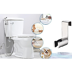 Handheld Bidet Sprayer for Toilet Portable Pet Shower Toilet Water Sprayer Seat Bidet Attachment Bathroom Stainless Steel Spray for Personal Hygiene (Hook)