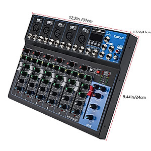 YaeCC 7 Channel bluetooth Live Studio Stereo Audio Mixer Sound Mixing DJ USB Console