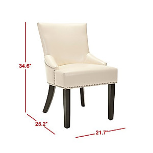 Safavieh Mercer Collection Christine Cream Leather Nailhead Dining Chair, Set of 2