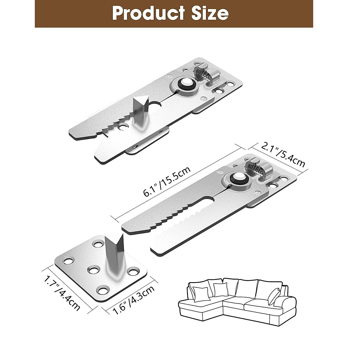 Sectional Couch Connectors,Couch Connections for Sectionals,Sofa Connector Bracket with 16 Screws, Suitable for Loveseat(Sofa Alligator Clips 2 Pairs)