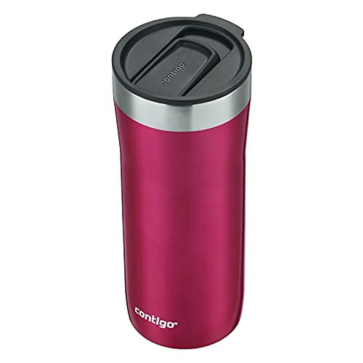 Contigo Streeterville Stainless Steel Vacuum-Insulated Tumbler with Straw and Splash-Proof Slider Lid, Keeps Drinks Hot up to 8hrs or Cold for 24hrs, Great for Travel/Work/School, 24oz Dragonfruit