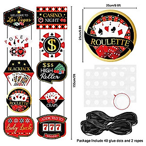 Large Las Vegas Action Sign Cutouts Casino Party Banner Casino Night Party Decorations Welcome Porch Sign for Las Vegas Themed Birthday Baby Shower Decorations 10counts