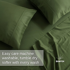 Bamtek - Duvet Cover Set - 100% Viscose from Bamboo Duvet Cover King Size, 3 PC Luxury Cooling Duvet Cover for Hot Sleepers, Silky Buttery Soft Comforter Cover & 2 PC King Pillowcases, Forest
