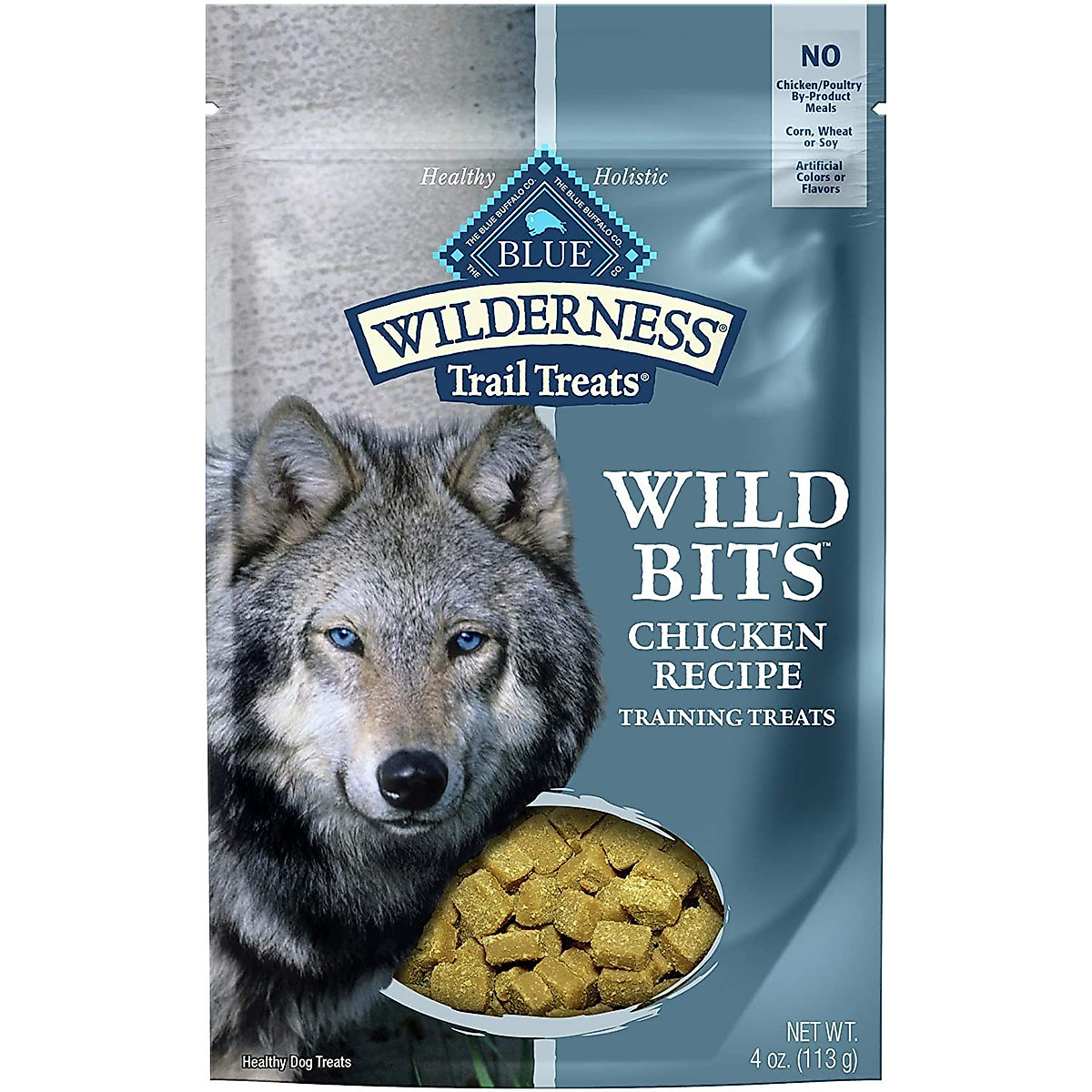 Blue Buffalo Wilderness Trail Treats Wild Bits High Protein Grain Free Soft-Moist Training Dog Treats, Chicken Recipe 4-oz Bag