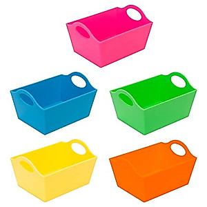 Simplify Neon, 5 Pack, Mini Storage Containers, Bins, Drawer, Office Organization, Good for Toys, Hair Accessories, Bobby Pins, Q-Tips, Small Items