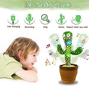 Shayson Dancing Cactus Toy for Kids, Repeating Words, Electric Plush, Early Education & Home Decoration