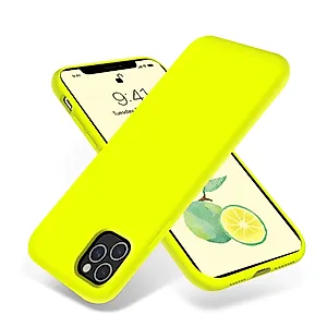 OTOFLY iPhone 11 Pro Max Case,Ultra Slim Fit iPhone Case Liquid Silicone Gel Cover with Full Body Protection Anti-Scratch Shockproof Case Compatible with iPhone 11 Pro Max (Fluorescent Yellow)
