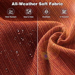 ovios 6 Pieces Patio Furniture Set with 30" Fire Pit Table, Outdoor Wicker Sofa with Ottomans, Comfy Cushions, High Back Couch Conversation Set, Brown Rattan, Orange Red