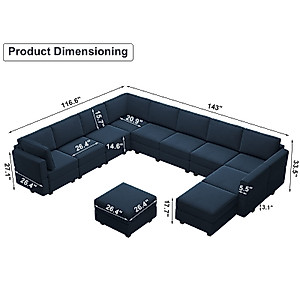 Belffin Modular Sectional Sofa with Ottomans Velvet Oversized U Shaped Sofa Couch with Storage Seats Sofa Set with Reversible Chaise Velvet Blue…