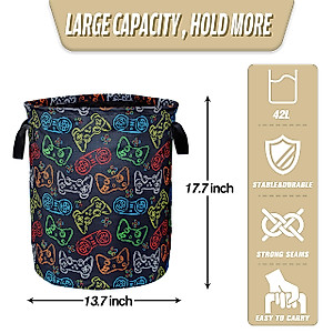 Color Game Machine Laundry Basket Funny Foldable Waterproof Oxford Cloth Tote Bag Laundry Hamper Clothes Storage Bucket Toy Organizer For Bathroom/Laundry Storage/Bedroom Storage Basket 17.7x13.7