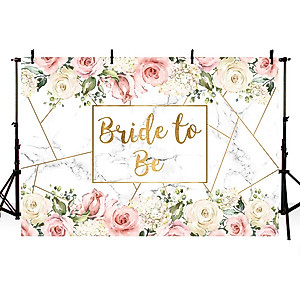 MEHOFOND Bride to Be Marble Backdrop Bridal Shower Miss to Mrs Wedding Party Supplies White Blush Pink Floral Photobooth Girls Bachelorette Engagement Photography Background Banner 7x5ft
