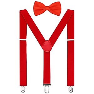 habibee Solid Color Mens Suspender Y Shape with Strong Clips Adjustable Braces