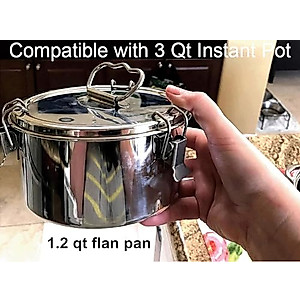 EasyShopForEveryone Stainless Steel 6 x 6 x 3.5 Inches Flan Pan, Capacity 38 fl. oz, Compatible with 3 Qt Instant Pot, 3 Inch Deep Custard Pan