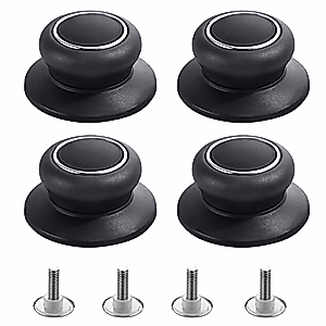 4Pcs Universal Pot Lid Top Replacement Knob,Heat Resistant and Prevent static electricity,Easy installation Kitchen Cookware Replacement Pan Lid Holding Handles. (Black)