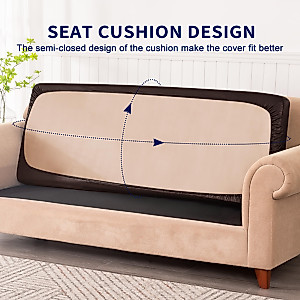 SUBRTEX Leather Waterproof Cushion Covers Breathable Sofa Seat Slipcpvers for 3 Seaters Stretch Replacement for Furniture Protector (Large, Chocolate)