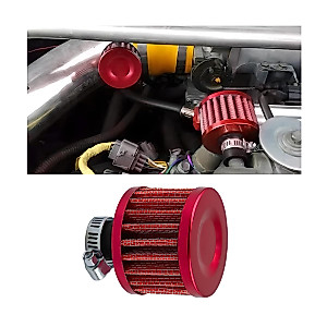 BESULEN Air Intake Filter Breather, 0.47 inch Universal Cold Air Filter, 12mm Car Turbo Vent Air Intake Filter Cleaner, Crankcase Breather Compatible with Car and Motorcycle Engine Parts (Red)