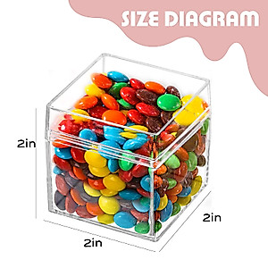 LIDSCURA 36 Packs 2''x2''x2'' Acrylic Box, Acrylic Candy Box, Small Clear Plastic Square Cube Box with Lids, Candy Storage Container, for Candy Pill, Tiny Jewelry, Cosmetics, Jewelry, Party Favor