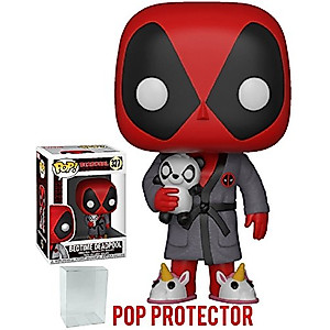 POP Marvel: Deadpool Parody - Bedtime Deadpool in Robe Funko Vinyl Figure (Bundled with Compatible Box Protector Case), Multicolor, 3.75 inches