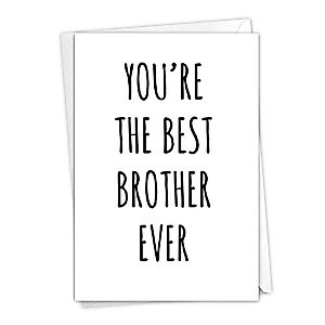 NobleWorks - 1 Birthday Brother Card - Awesome Family Sibling Greeting - Best Brother Ever C9295BRG