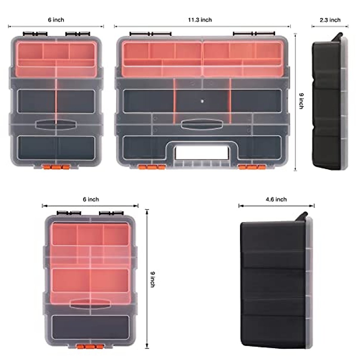 Makitoyo MP009 Hardware & Parts Organizers Versatile and Durable Storage Toolbox, 4PCS Set