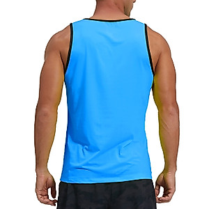 KPSUN Men's Quick Dry Swim Tank Tops Workout Athletic Gym Bodybuilding Fitness Sleeveless Beach Shirts Big and Tall(Sky Blue,M)