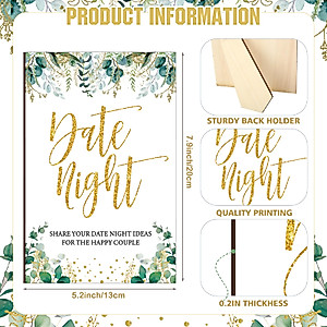 Wesiti 51 Pieces Eucalyptus Leaves Bridal Shower Games Date Night Game Sign and 50 Cards Greenery Bridal Shower Bachelorette Games Supplies Wedding Shower Games