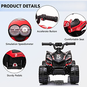 AVRCECI Kids ATV Electric Vehicles 4 Wheeler Toddler Car with Four Wheels,Music,DIY Sticker,6V Battery Powered Quad for Boys Girls,Ride on Car