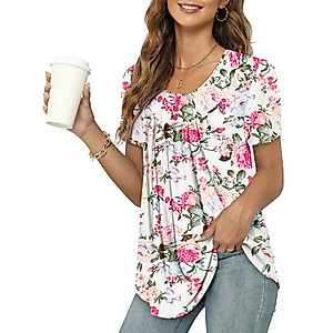 BETTE BOUTIK plus size tunic tops womens summer blouses womens tunic tops for leggings WhitePink XX-Large