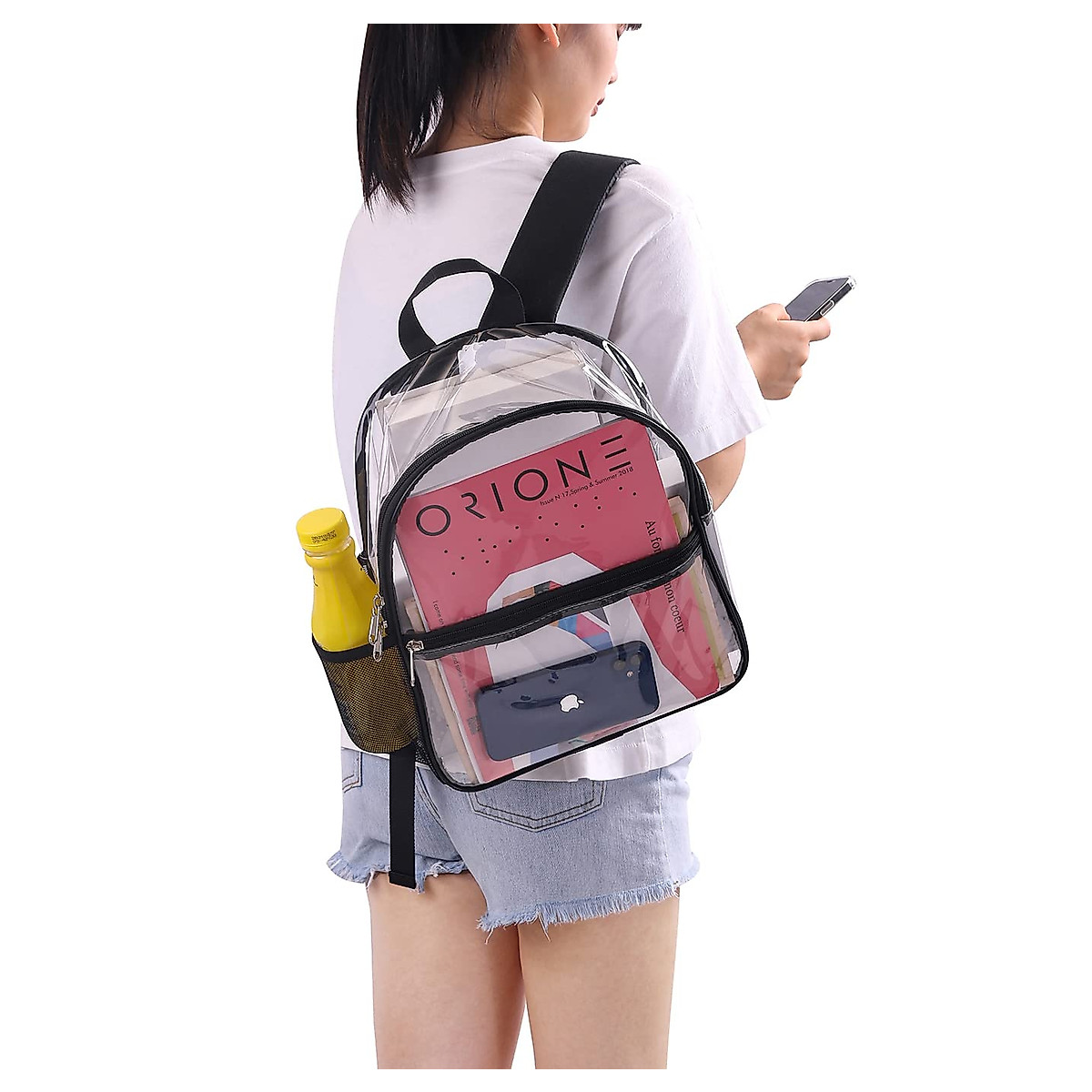 Clear Small Backpack Stadium Approved + Clear Purse Crossbody Bag, Waterproof Clear Bag for Women