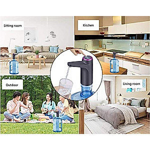 Cozy BlueWater Dispenser, Portable Water Bottle Pump for Universal 3, 4 and 5 Gallon with USB Electric Charging and Automatic Off Switch (Black)