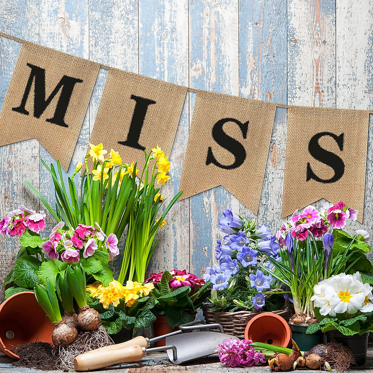 LINGTEER Miss to Mrs Burlap Bunting Banner - Perfect for Wedding Bridal Shower Bachelorette Party Decorations.