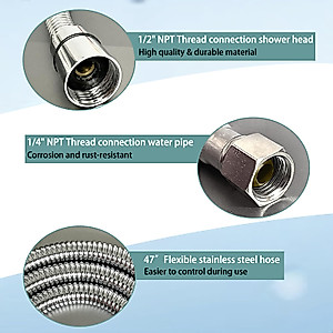 2 Packs Shampoo Bowl Hose, 1/2" Thread to 1/4" Thread Nut Stainless Steel Shampoo Hose for Professional Salon Shampoo Bowl, Sink Faucet and Sprayer Head Replacement Part