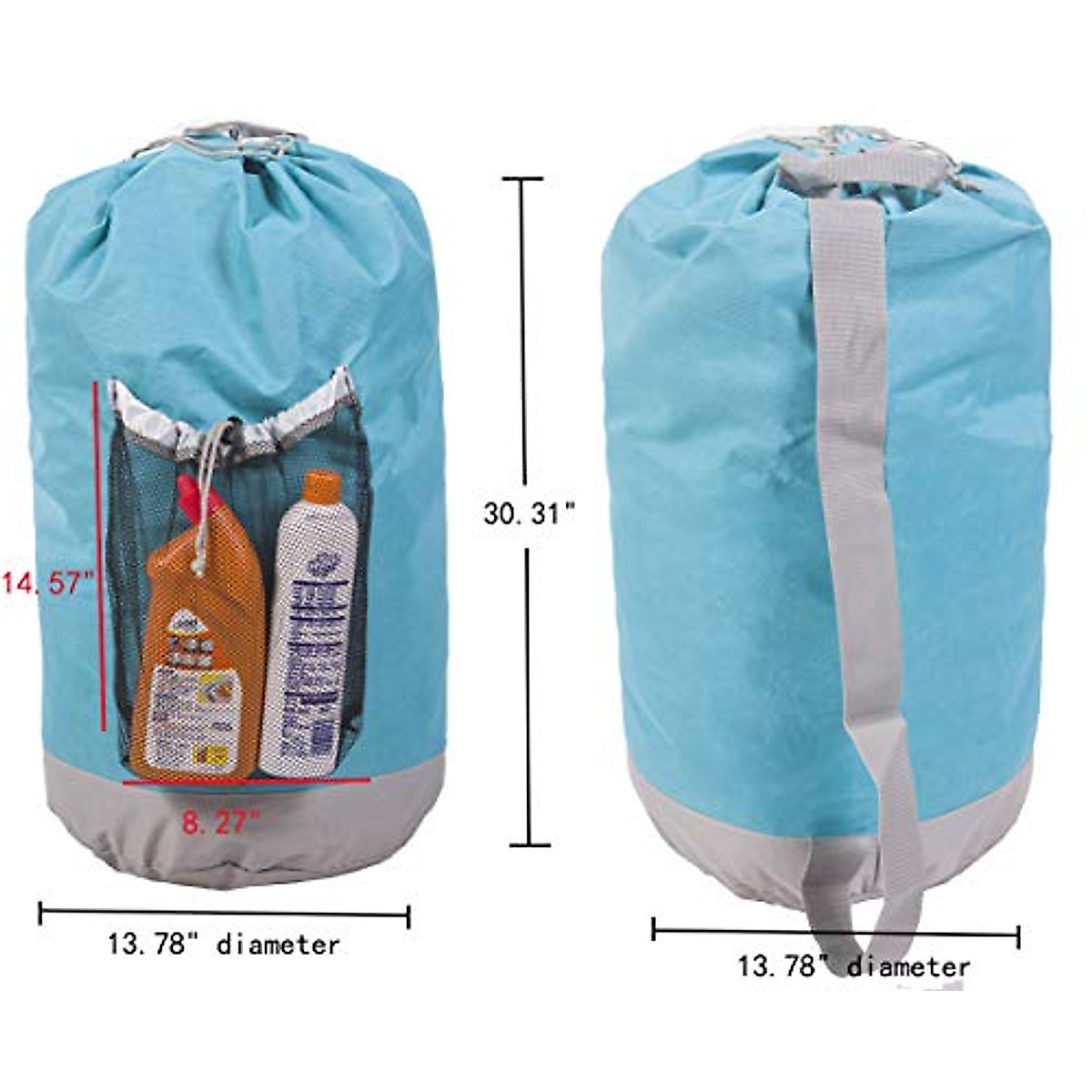 Amelitory Large Backpack Laundry Bag with a Strong Shoulder Strap Storage Bag Drawstring Closure Lake Blue