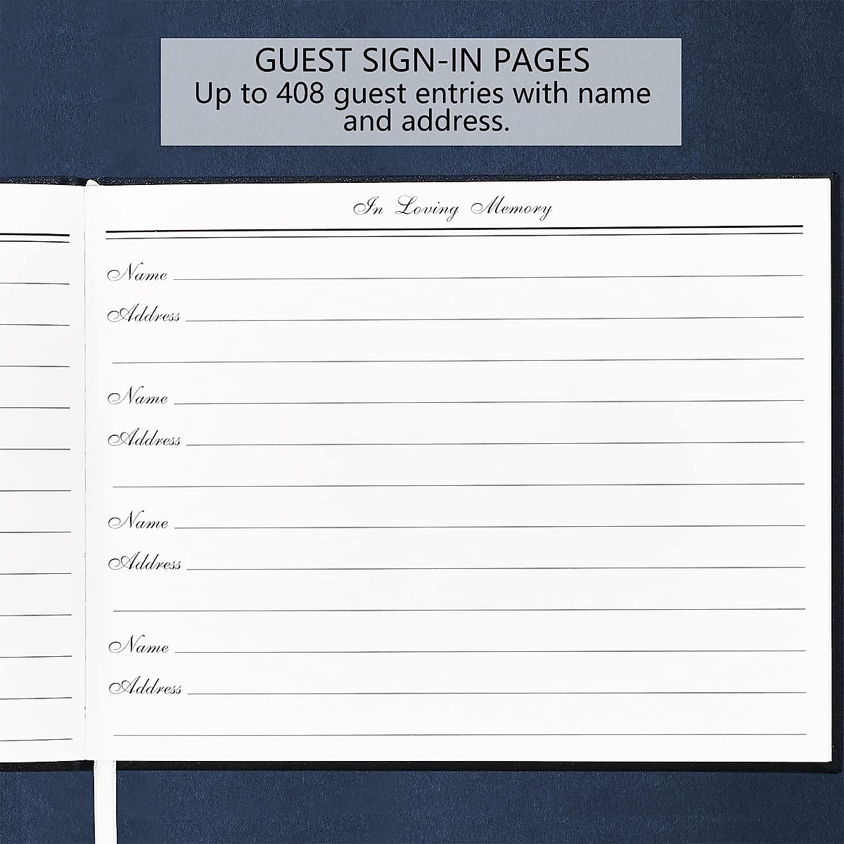 Spacobo Funeral Guest Book for Memorial Service in Loving Memory Guest Book for Funeral Guest Sign in Book (Book, Navy)