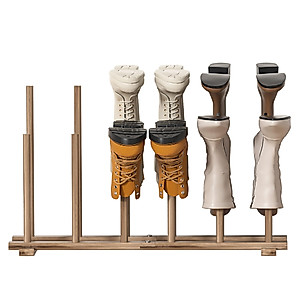 NestSprout Free Standing Shoe Rack for Tall Boots - Wooden Boot Rack Organizer for Closet Entryway, Shoe Rack for Mens Cowboy Boots, Boot Stand Hanger Fit for 6 Pairs