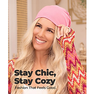 Lightweight Fashion Beanie for Men & Women - Soft Thin Ribbed Modal - Slouchy Style Black