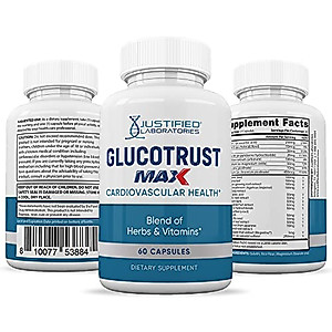 Justified Laboratories Glucotrust Max 1295MG Formula Supplement Pills 60 Capsules