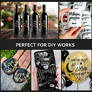 Artugn 6Pcs Oil-based Chrome Mirror Markers - Silver & Gold Permanent Metallic Markers for Model Painting, DIY Projects - Waterproof, Reflective Gloss Pens