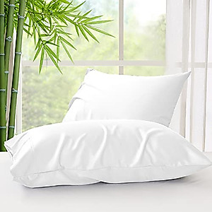 BEDELITE Pillow Cases Standard Size Set of 2, Rayon Derived from Bamboo, Cooling Pillow Cases for Summer Hot Sleepers & Night Sweats, Breathable Silky Soft Envelope Pillowcases(White, 20"x26")