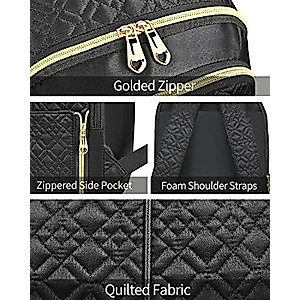 BRINCH Small Backpack for Women, Fashion Backpack Purse Black Shoulder Bag with Multi-pocket Lightweight Small Travel Backpack Casual Daily Daypack for Ladies Teen Girls