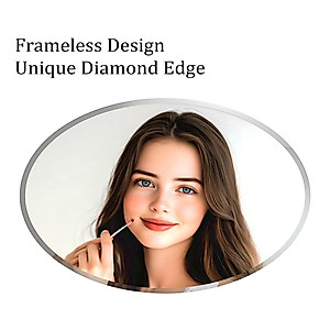 Artloge Frameless Oval Wall Mirror: Decorative Elliptical Mirrored Glass Vanity with Beveled Silver Edge for Bathroom Bedroom Livingroom Dining Room Entryway Hallway, 32 x 24 inch