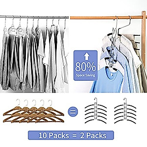 Nature Smile (4 Pack) 5 in 1 Anti Slip Metal Sweater Coat Hangers,Multi Layers T Shirt Wardrobe Clothes Rack,Heavy Duty Metal Space Saver Blouse Hanger Closet Storage Organizer