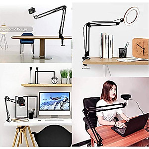 Overhead Tripod Mount for Camera Webcam Ring Light, Flexible Over Head Arm for iPhone with Phone Holder and Ball Head, Table Stand Accessory for Phone Video Recording Live Stream