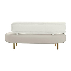 Tov Furniture Tischa Cream Boucle & Grey Velvet Sofa
