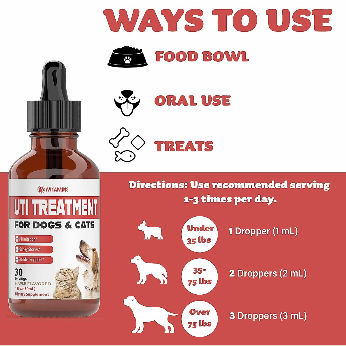 Dog UTI Treatment | Cat UTI Medicine | Cat UTI Remedy | Cranberry Supplement for Dogs | Pumpkin for Cats | Dog UTI | Cat UTI | Cranberry for Dogs | Cat Urinary Tract Infection Treatment | 1 fl oz