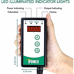 iPower PTHTPDCTRLV2HTPDXL 8"x18" Reptile Heating Pad Under Tank Terrarium Heat Mat with Digital Thermostat Temperature Controller for Small Animals