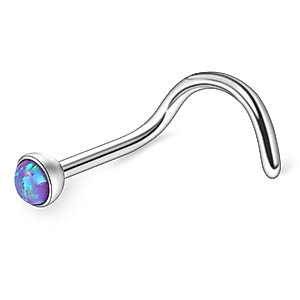 Ruifan 4PCS 18G 316L Surgical Steel 2.5mm Jeweled Mix Color Opal Nose Screw Studs Rings Pin Piercing Jewelry